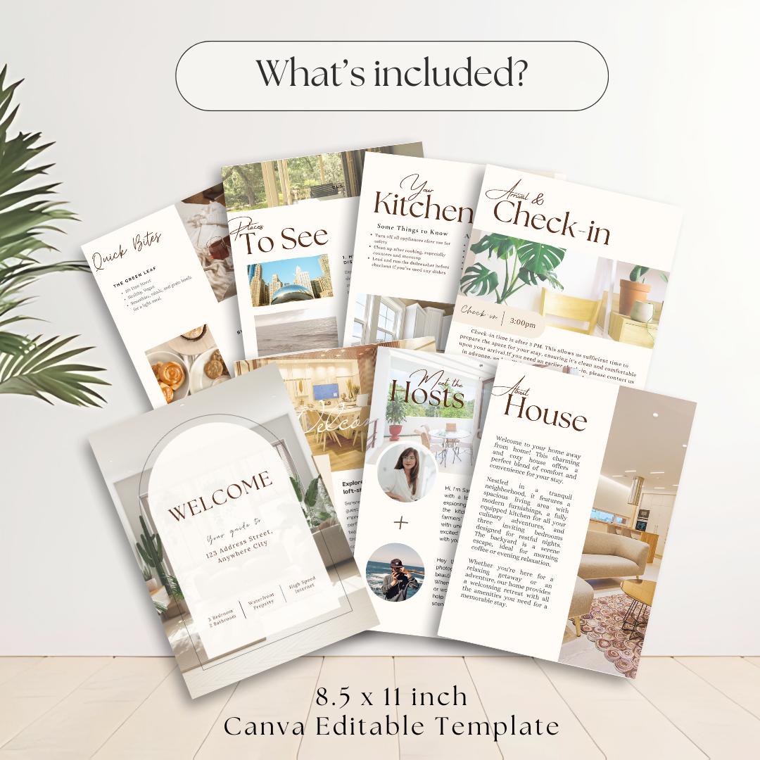 Editable Airbnb Welcome Book Template, Modern Airbnb House Guide Canva ...