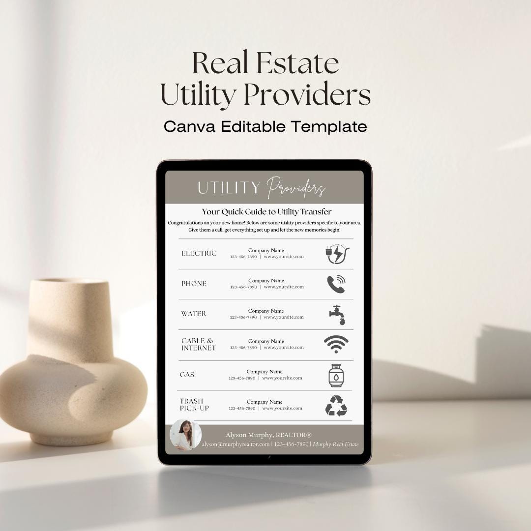 Utility Providers Template, Real Estate Utility Recommendations ...