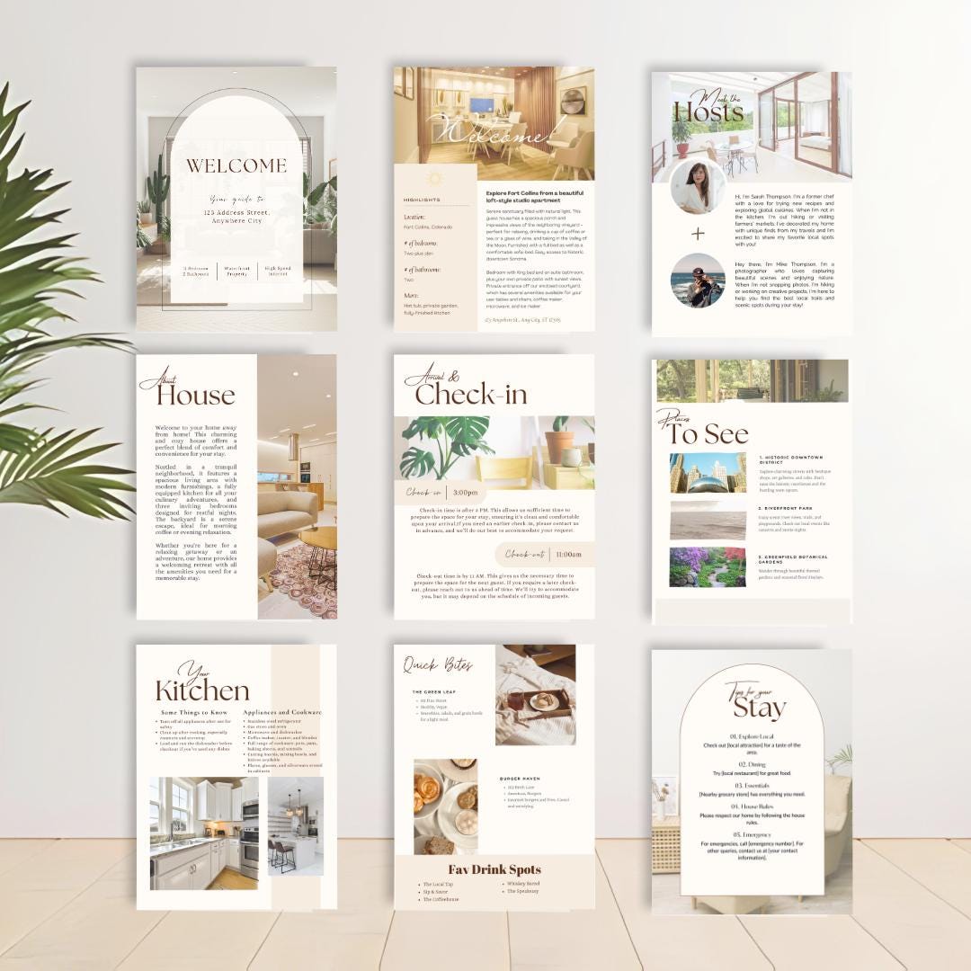 Editable Airbnb Welcome Book Template, Modern Airbnb House Guide Canva ...