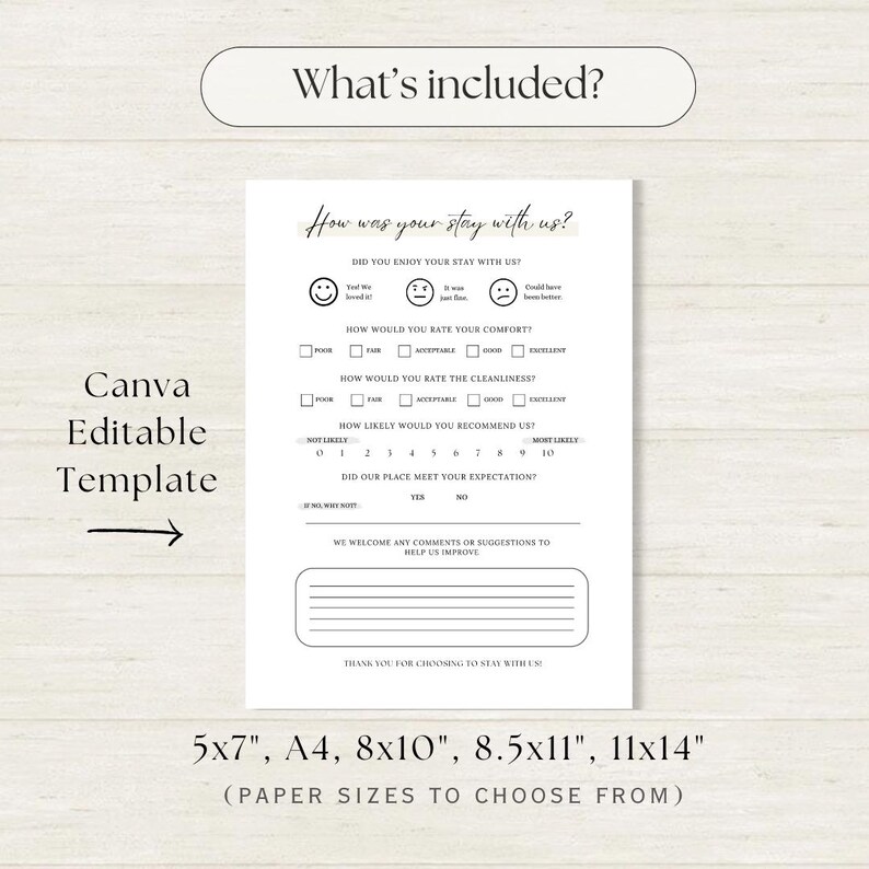 Editable Airbnb Feedback Form for Guest, Short Term Rental Guest ...