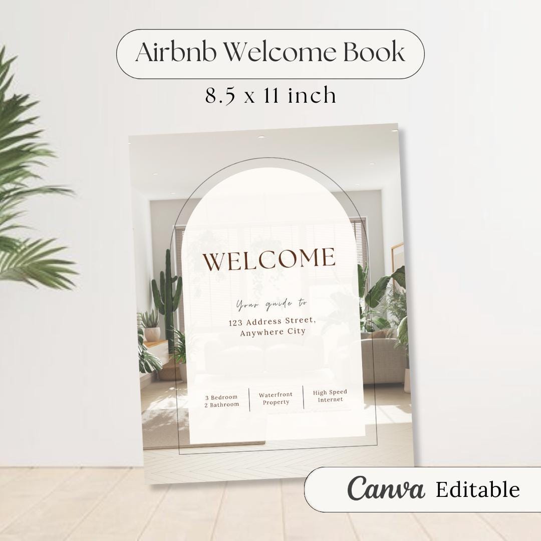Editable Airbnb Welcome Book Template, Modern Airbnb House Guide Canva ...