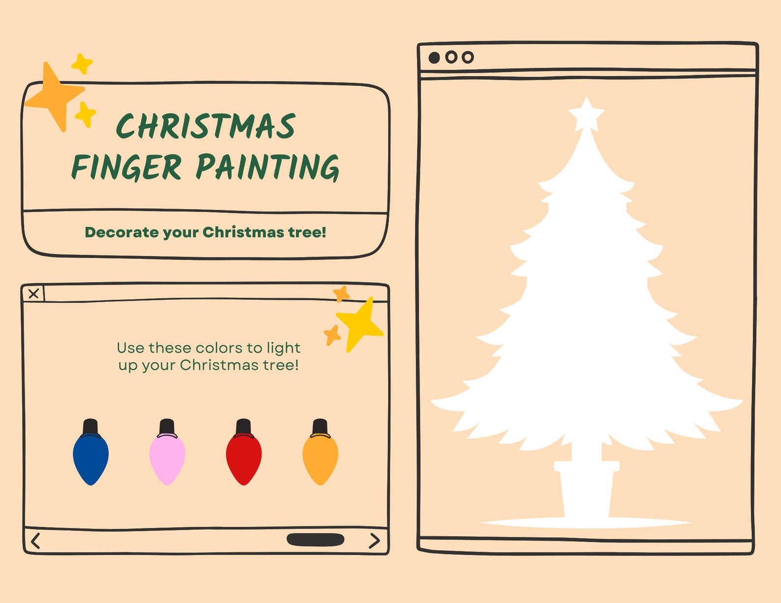 Christmas Finger Painting Activity Sheet - Etsy