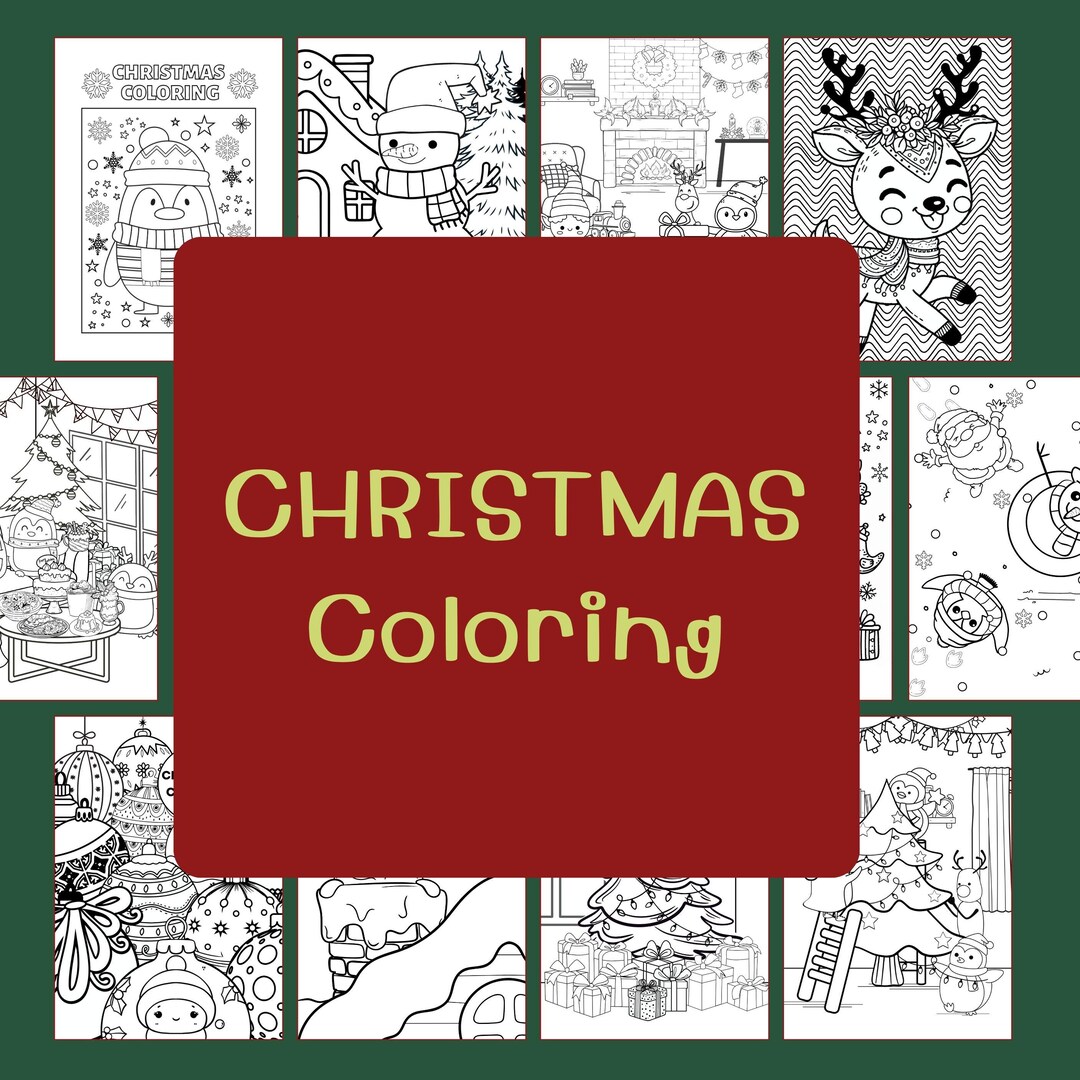 20 Pages Printable Christmas Coloring Book. Digital Download, PDF File ...