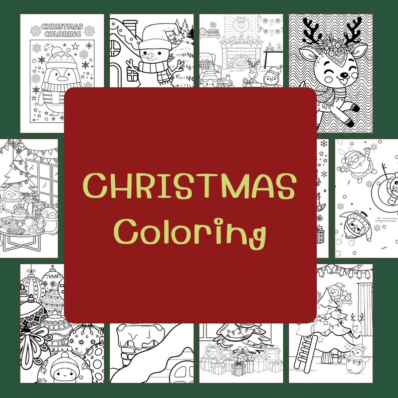 20 Pages Printable Christmas Coloring Book. Digital Download, PDF File ...