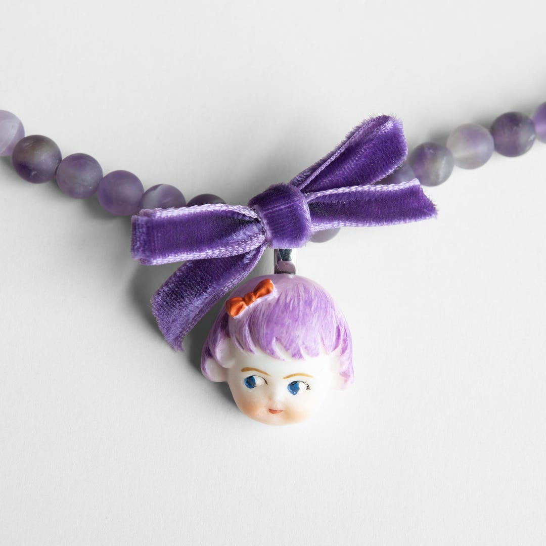 Hello Side Eye Sally Vintage Doll Face and Amethyst Necklace - Etsy