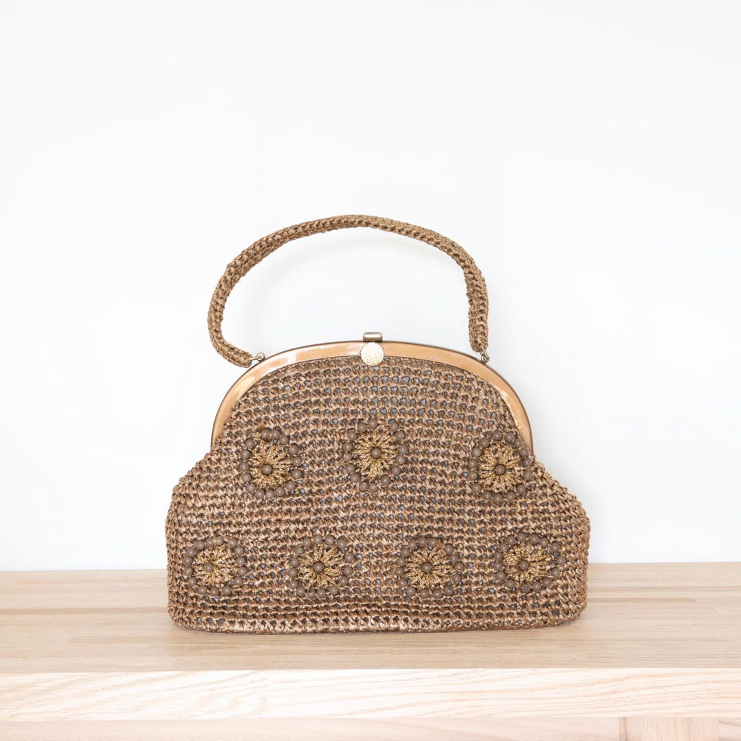 1950-60s Vintage Tan Raffia Straw Crochet Bag by Garay - Etsy