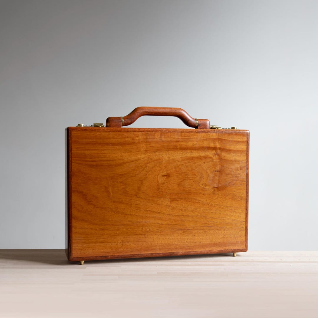 1970s Vintage Wood Briefcase With Combination Lock and Original Box ...