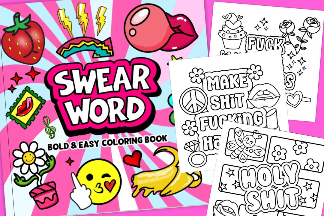 41 Bold and Easy Swear Word Adult Coloring Book Pages [PDF DOWNLOAD] - Etsy