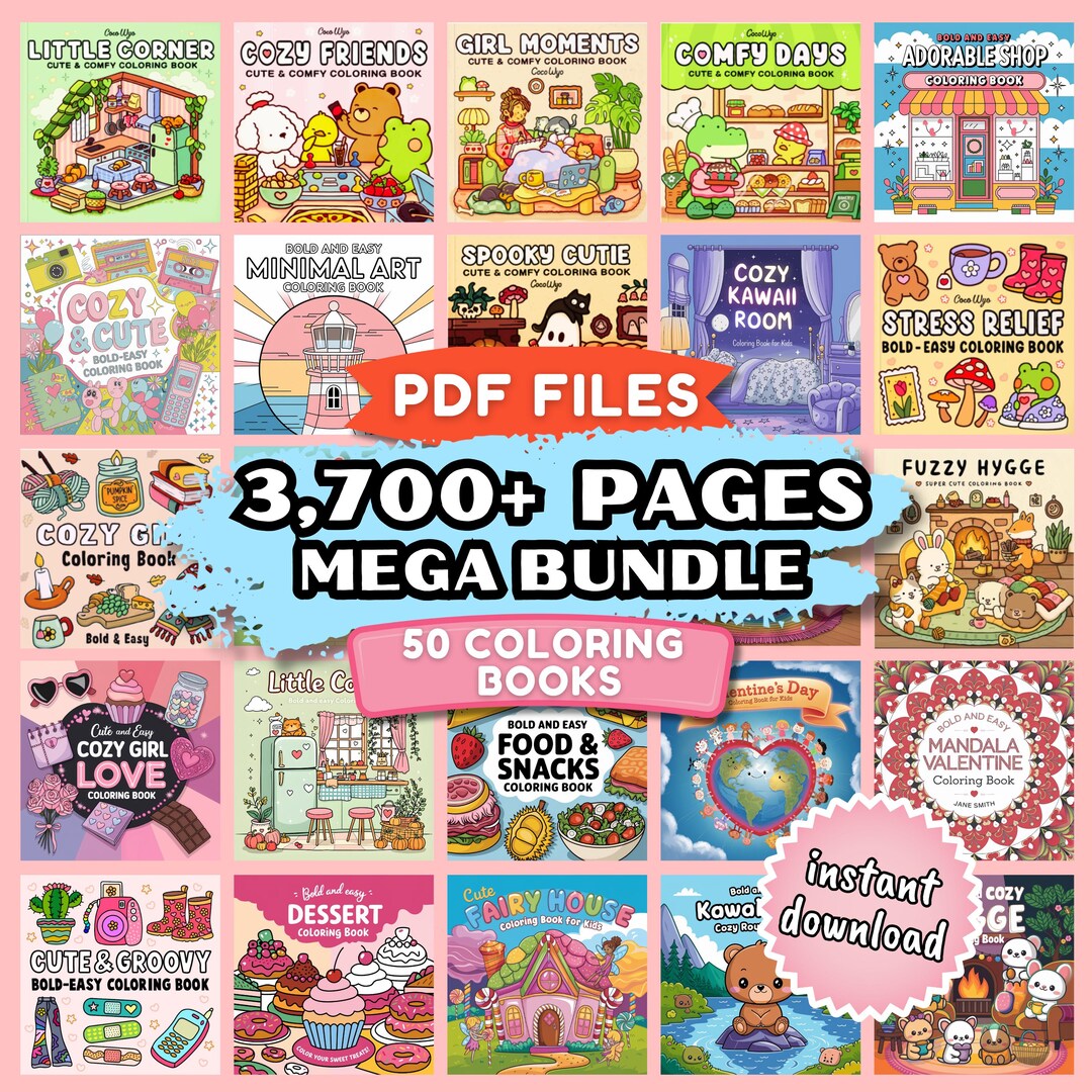 3700+ Coloring Pages Mega Bundle, Coloring Book Bundle, Girl Moments ...