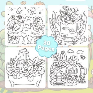 30 Tiny Gardens: Cute & Comfy Coloring Book for Adults and Teens ...