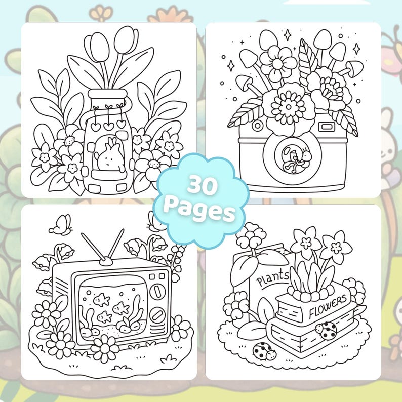 30 Tiny Gardens: Cute & Comfy Coloring Book for Adults and Teens ...