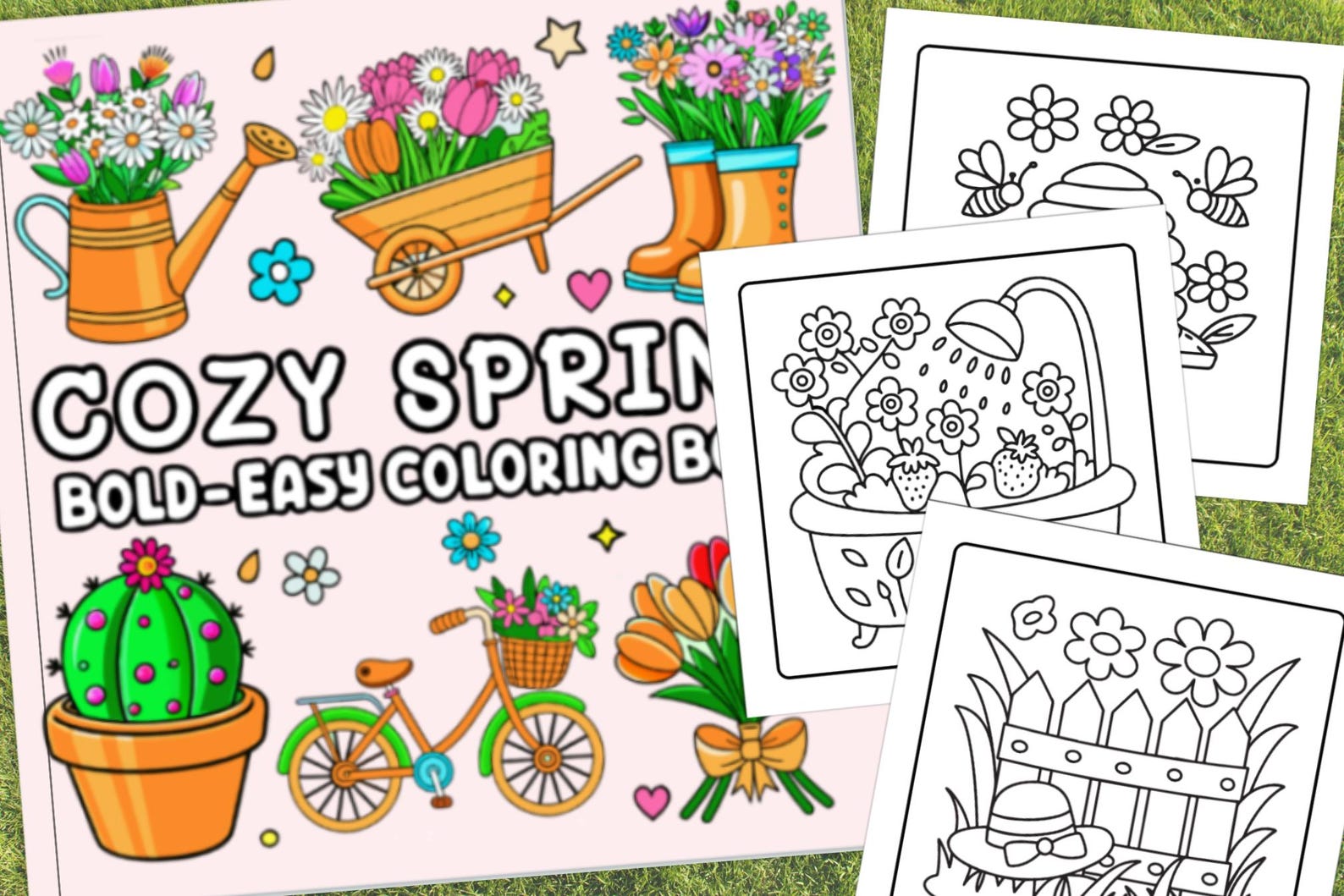 Cozy Spring Coloring Pages, 50 Sunny, Bold & Easy Illustrations to ...