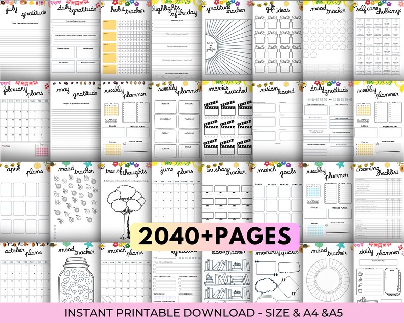 PLR Resell 2025 Bullet Journal Printable A4 and A5, Themed Journal ...