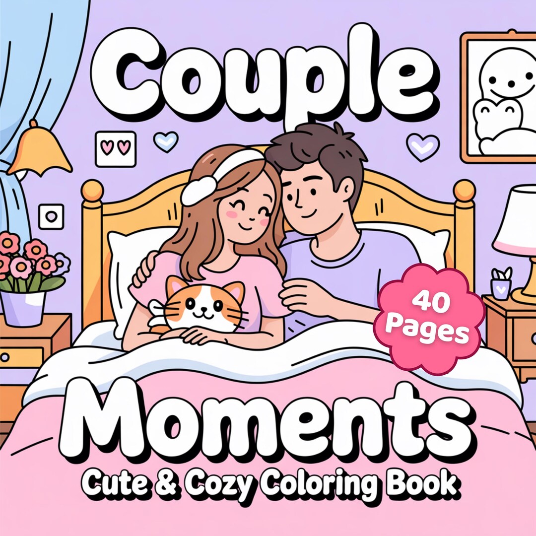 Fuzzy Hygge: Cute and Cozy Coloring Book for Adults & Teens Couple ...