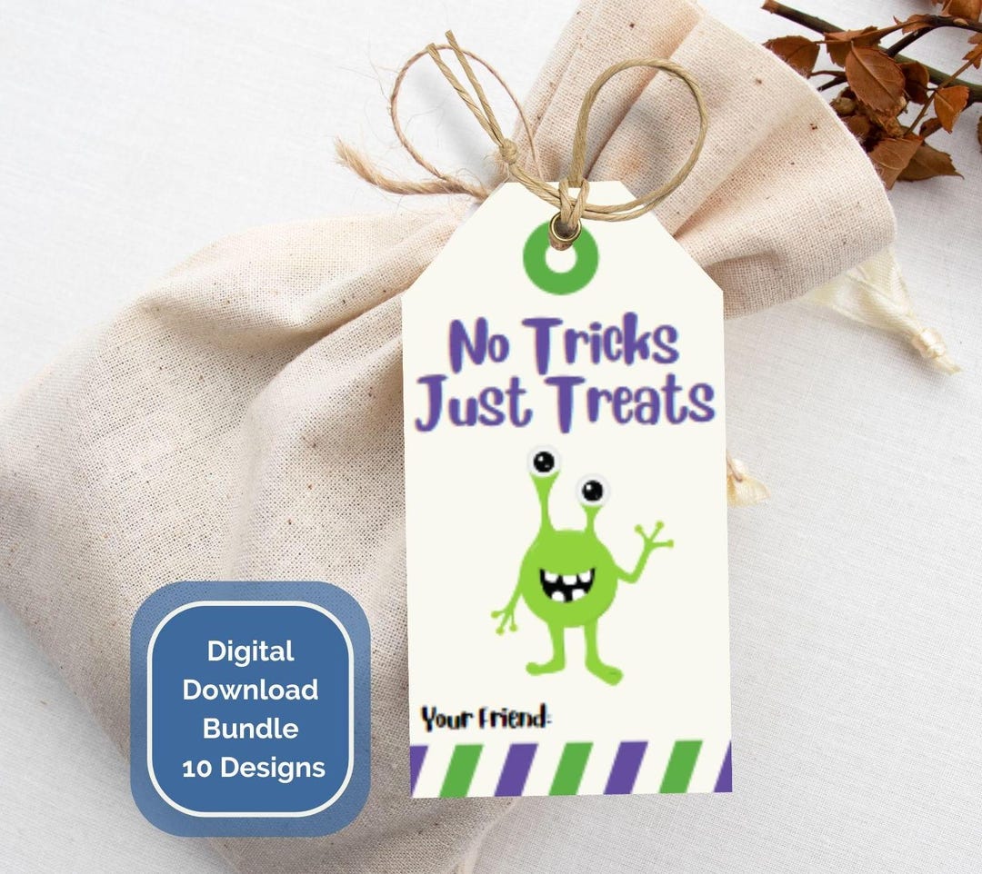 PRINTABLE Monster Halloween Gift Tags Bundle, Printable Halloween Gift ...