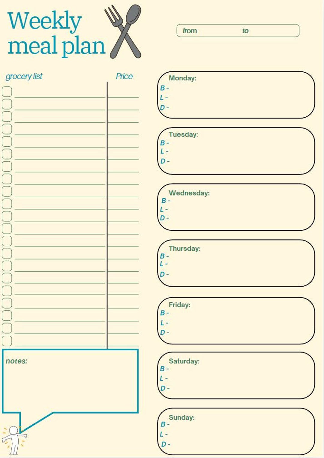 Detailed yet Simple Meal Plan Template - Etsy