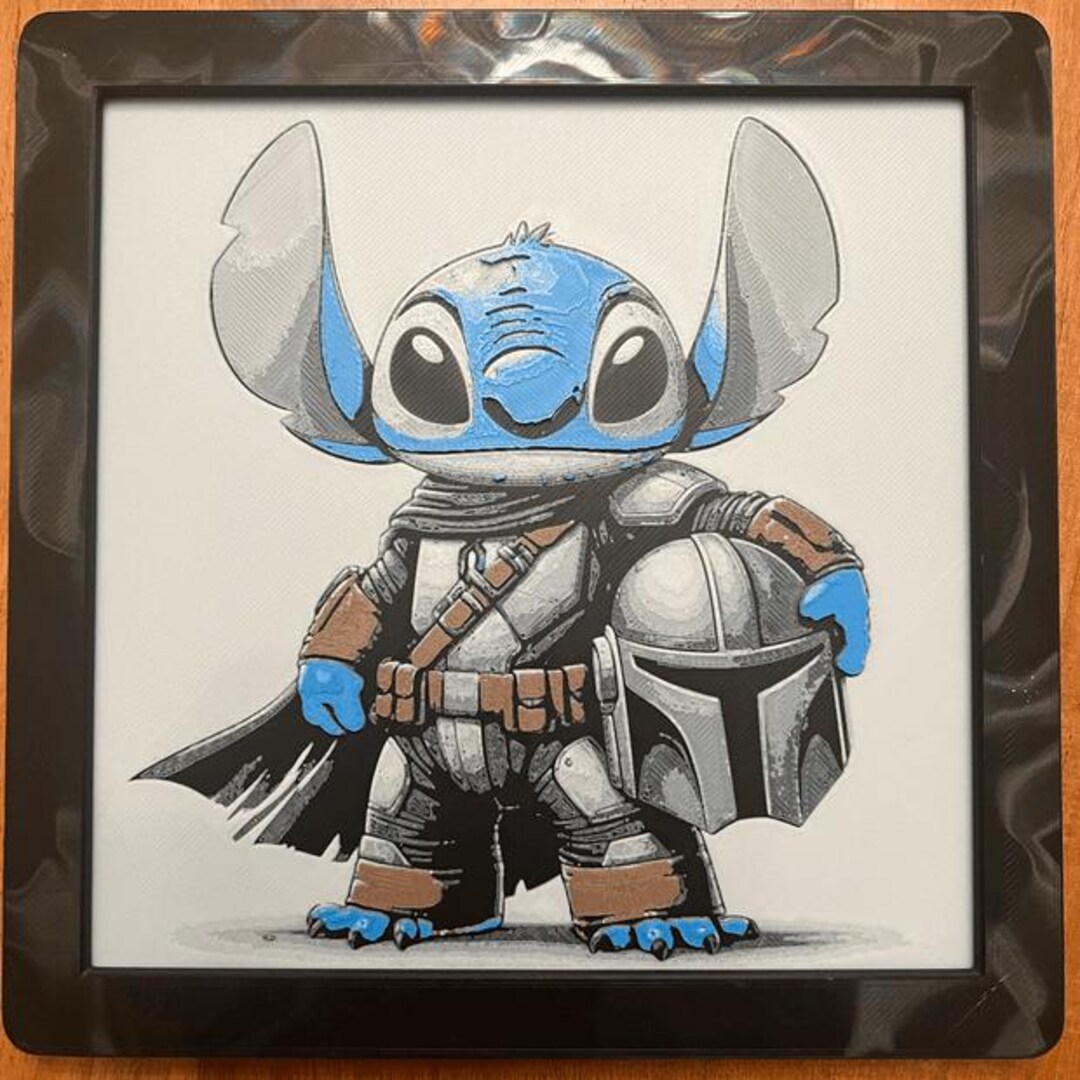 Stitch as the Mandalorian / Hueforge, 3D Printed Painting, 3D Painted ...