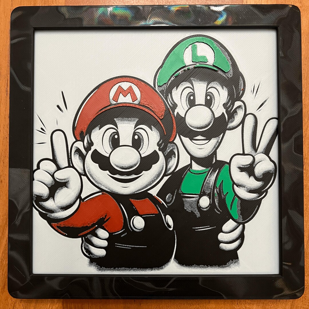 Mario & Luigi Hueforge, 3d Painted Picture, 3D Printed Painting - Etsy