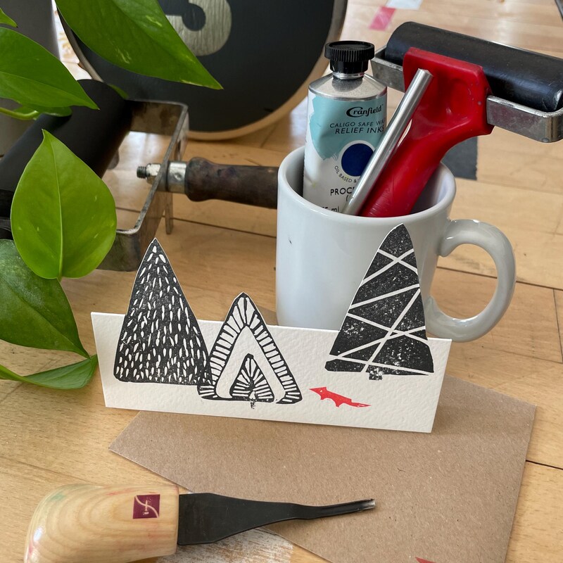 Linocut Christmas - Etsy