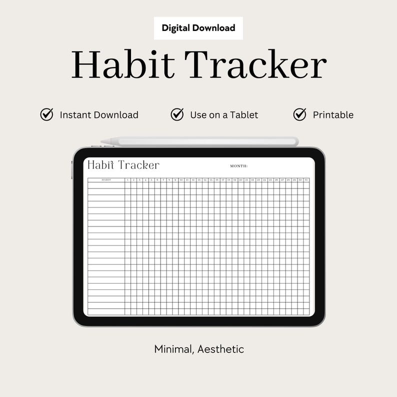 Digital Habit Tracker, Printable Habit Tracker, Habit Tracker, Digital ...