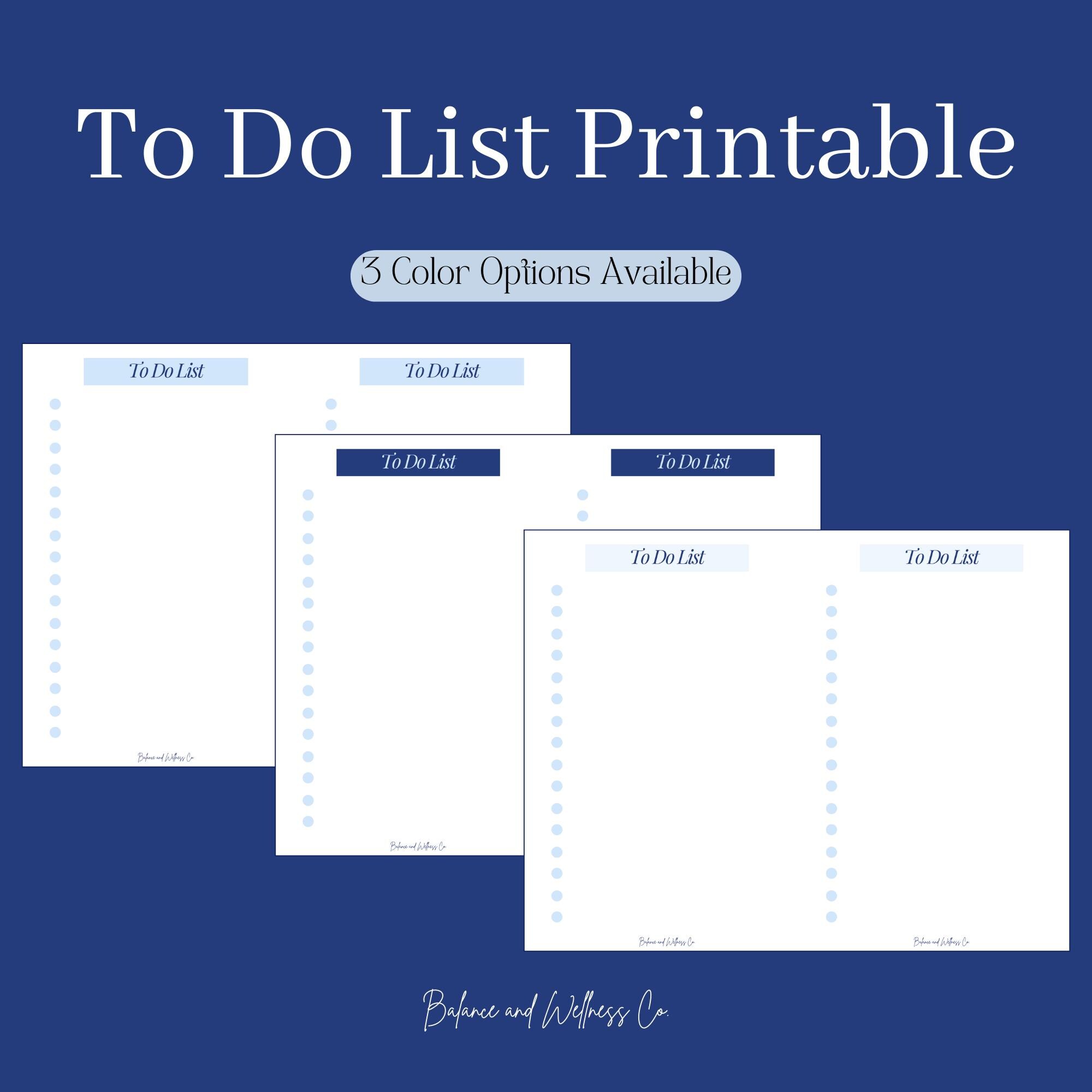 Mini to Do List Printable 5.5 X 8.5 List Balance and Wellness Co. - Etsy