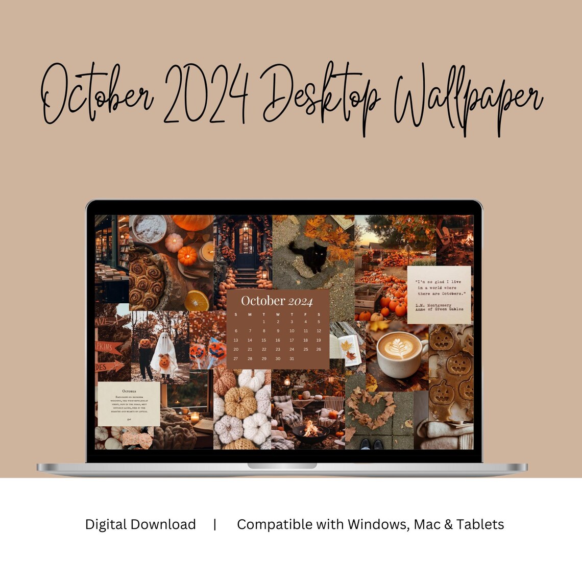 October 2024 Digital Wallpaper, Fall Digital Wallpaper, Fall Aesthetic ...
