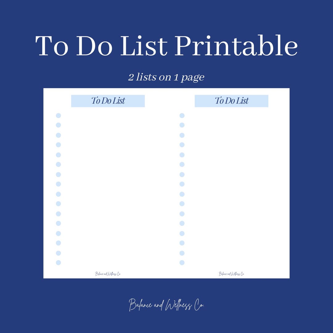 Mini to Do List Printable 5.5 X 8.5 List Balance and Wellness Co. - Etsy