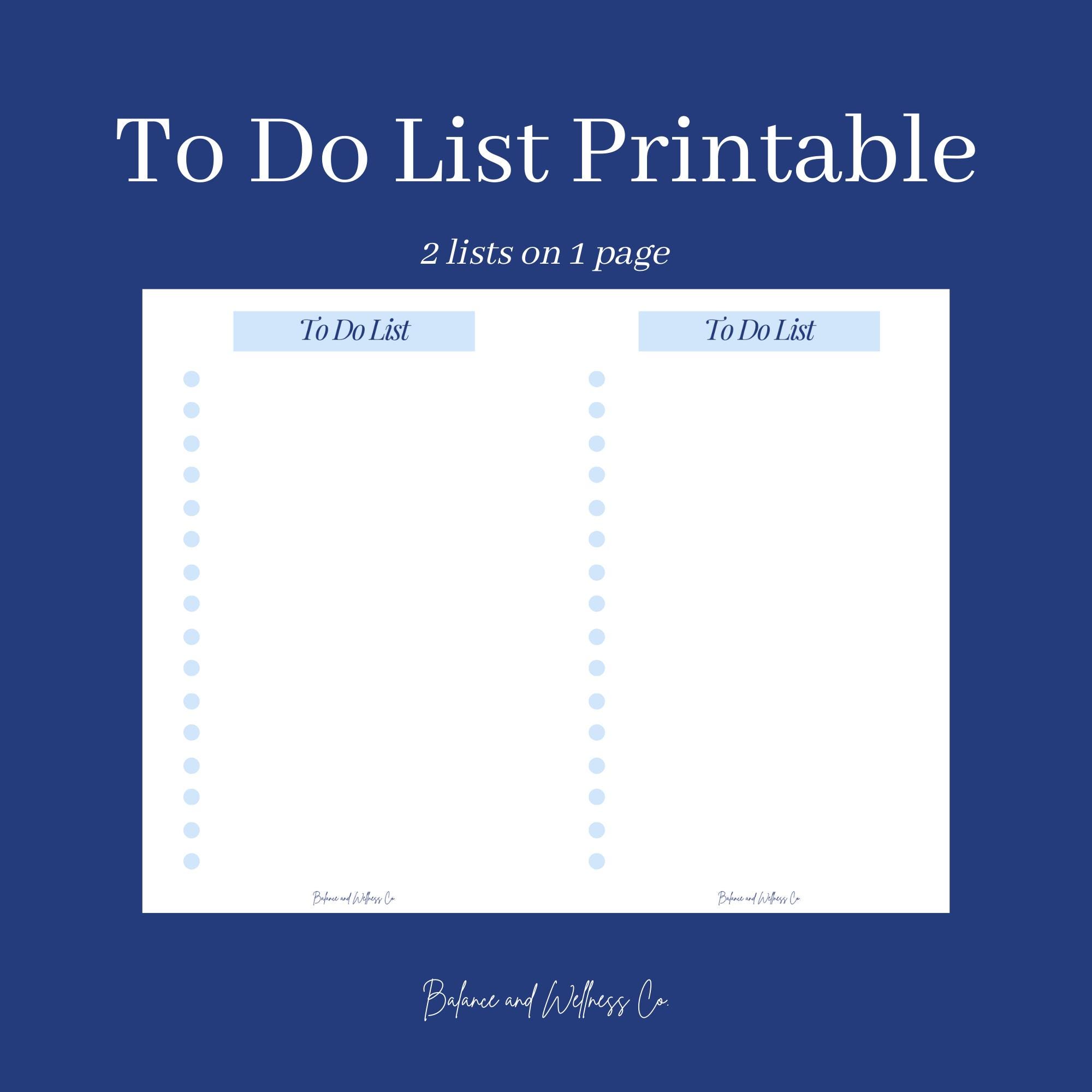 Mini to Do List Printable 5.5 X 8.5 List Balance and Wellness Co. - Etsy