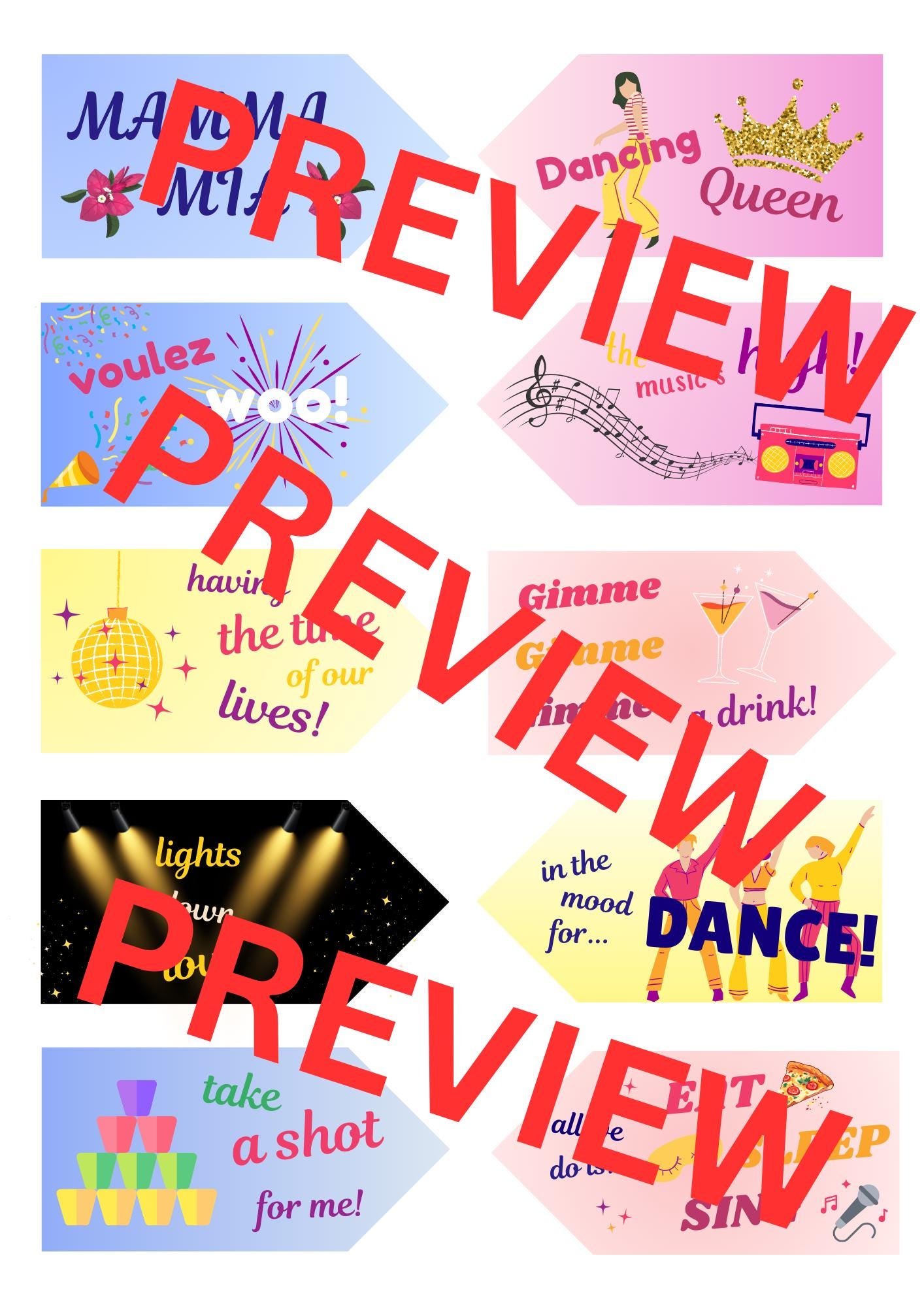ABBA Themed Stickers / Photo Booth Props - Etsy UK