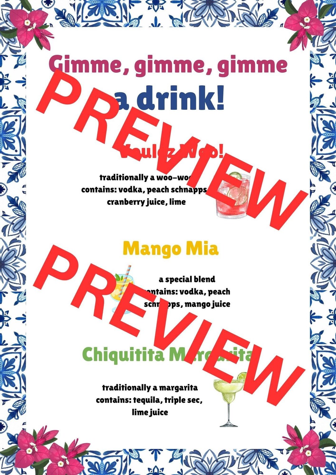 ABBA Cocktail Signs - Etsy