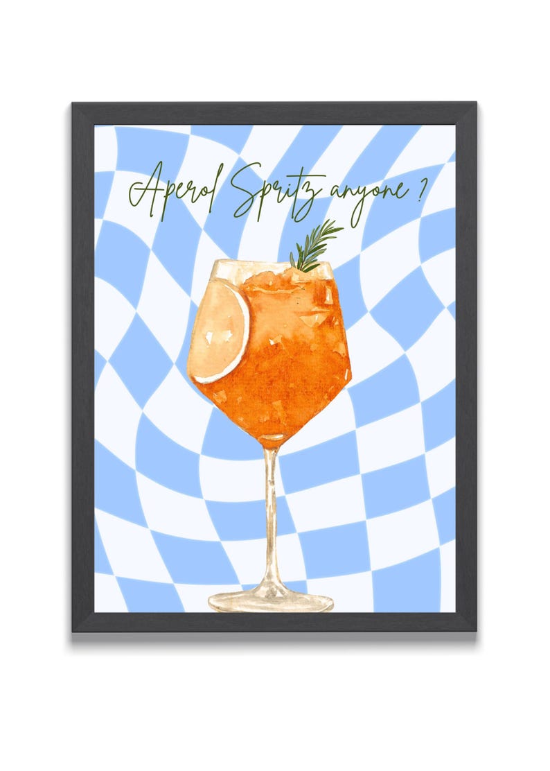 Aperol Spritz Cocktail Print, Funky Blue Background (A4 or A3) - Etsy