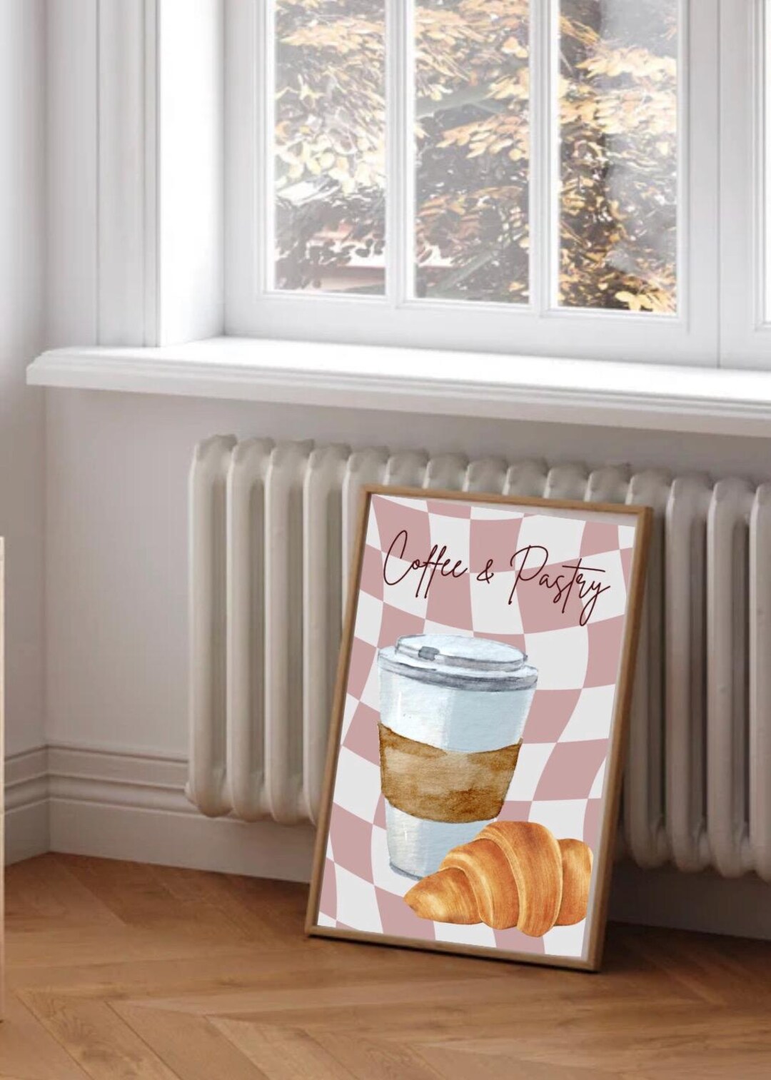 Coffee and Pastry Print, Croissant Print, Coffee to Go Print, Funky ...