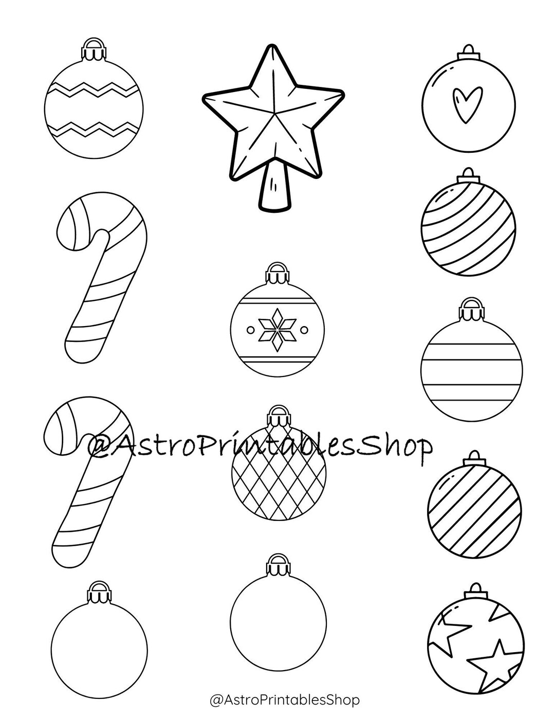 Cut Out Christmas Tree With Ornaments Coloring Page ...