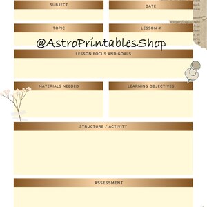 Book Style Teacher Lesson Planning Pages- Astroprintablesshop - Etsy