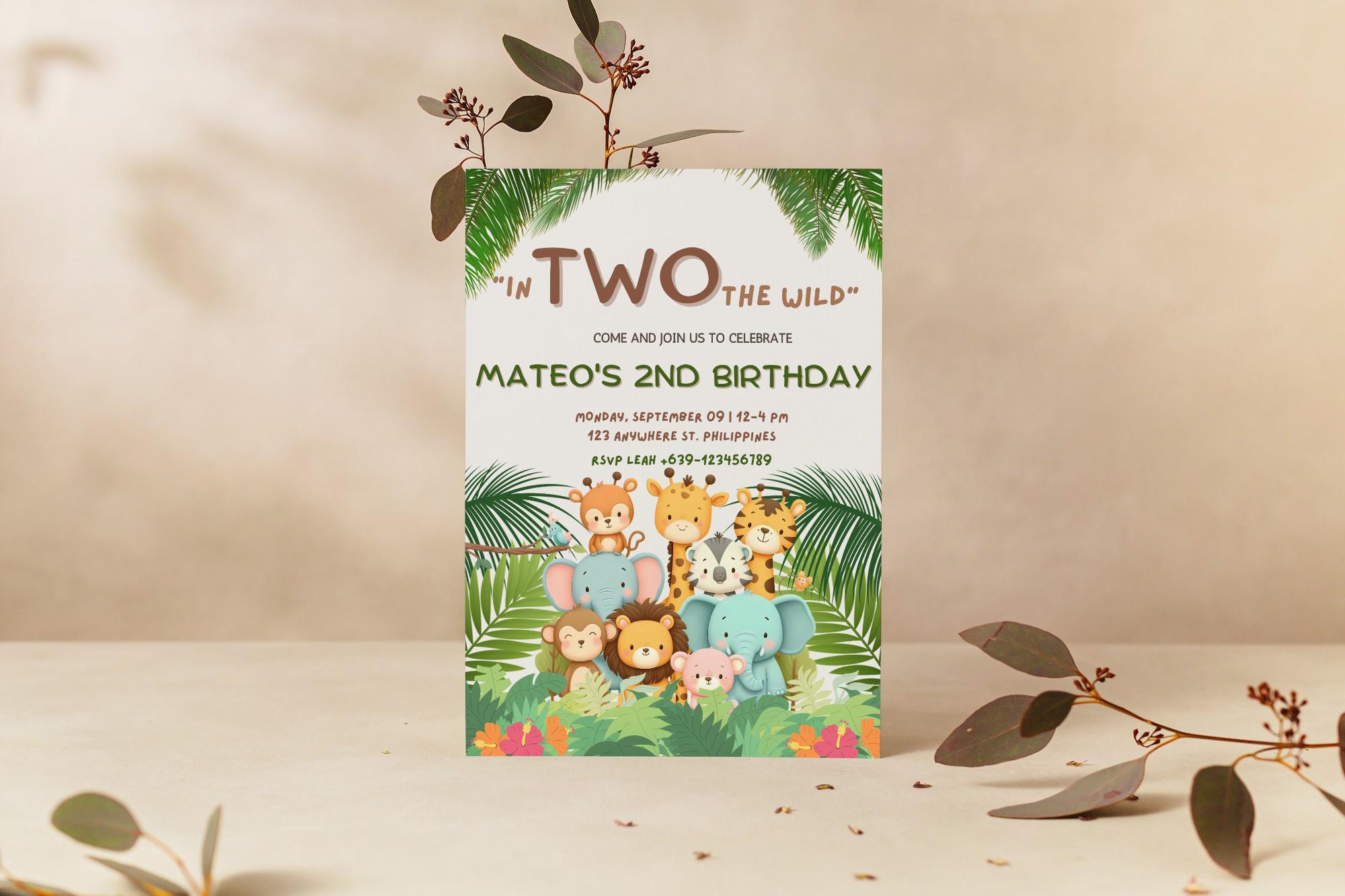 Editable Jungle-theme Birthday Invitation, Birthday Invitation, Party ...