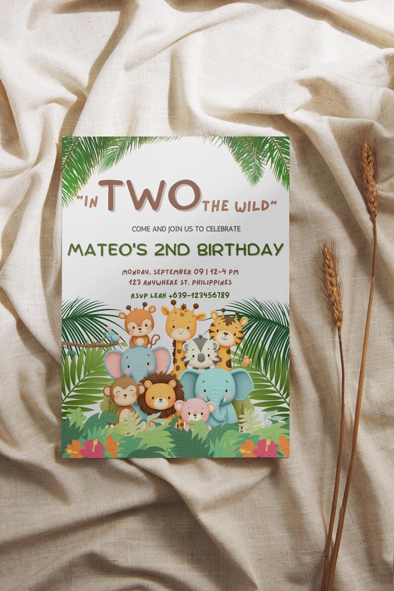 Editable Jungle-theme Birthday Invitation, Birthday Invitation, Party ...