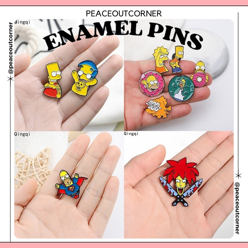 The Simpsons Enamel Pins, Collectible Cartoon Badges - Etsy UK