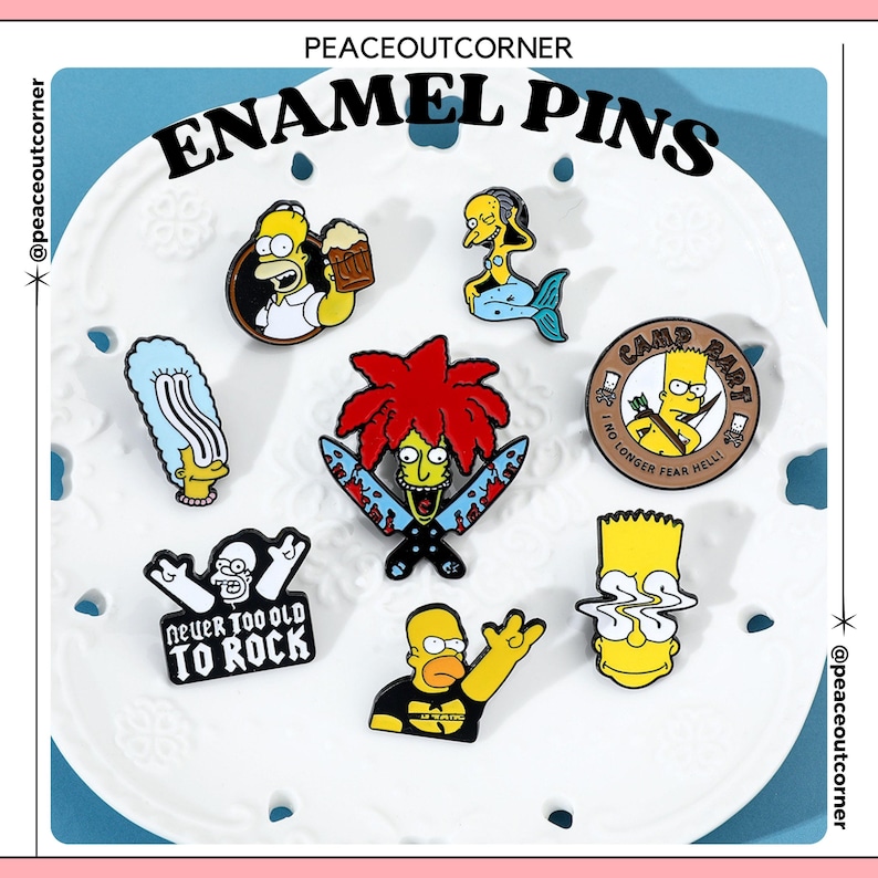 The Simpsons Enamel Pins, Collectible Cartoon Badges - Etsy