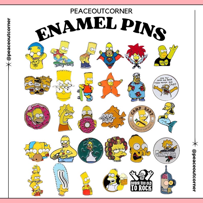 The Simpsons Enamel Pins, Collectible Cartoon Badges - Etsy
