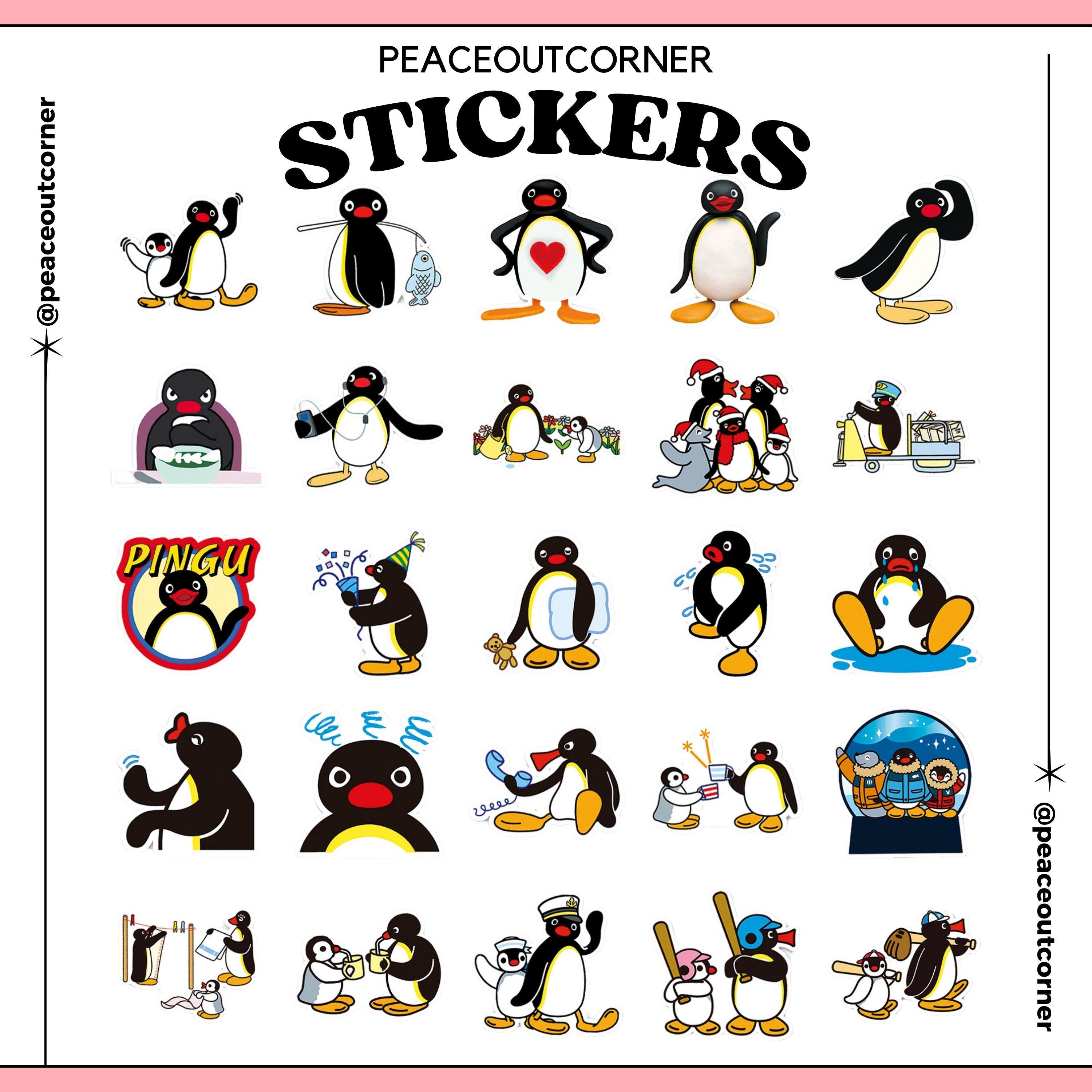 50 Pack Sticker Cute Pingu Penguin Sticker Pack Adorable Waterproof ...