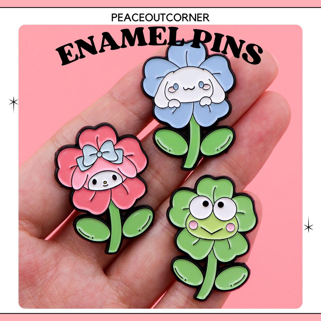Kawaii Animal Flower Enamel Pin, Cartoon Brooch - Etsy