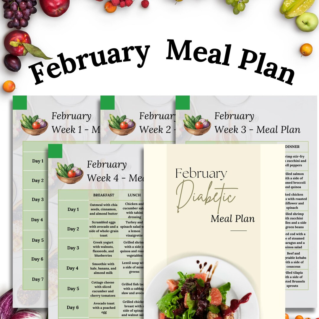 February Diabetic Meal Plan, Diabetic Meal Ideas, Meal for Diabetics ...