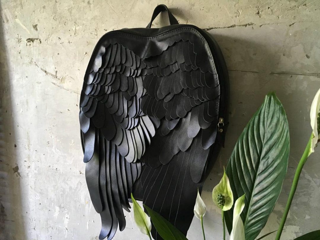 Black Feathers Backpack Winged Backpack Black Angel Wings - Etsy