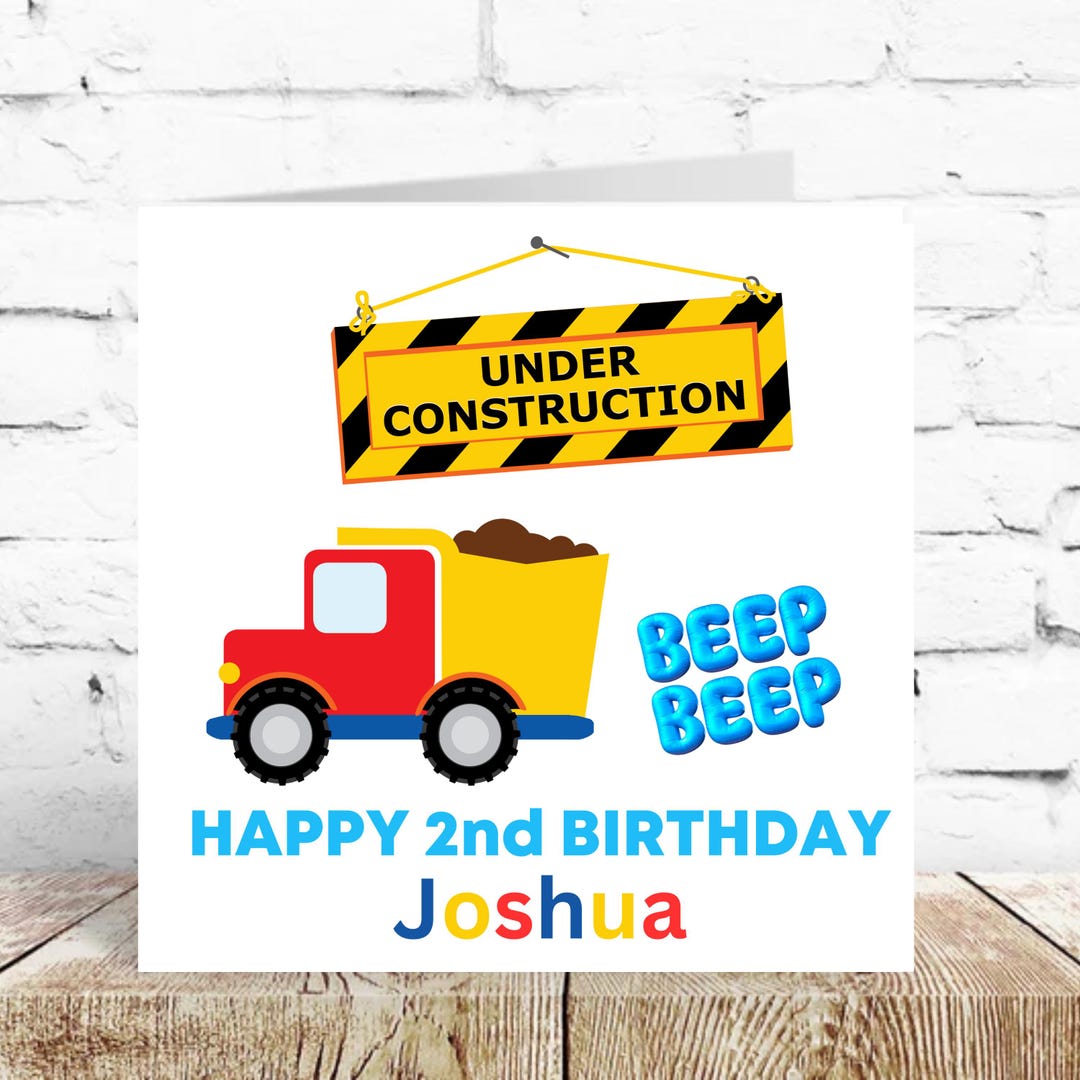 Construction Birthday Card, Personalized Birthday Card for Any Age - Etsy