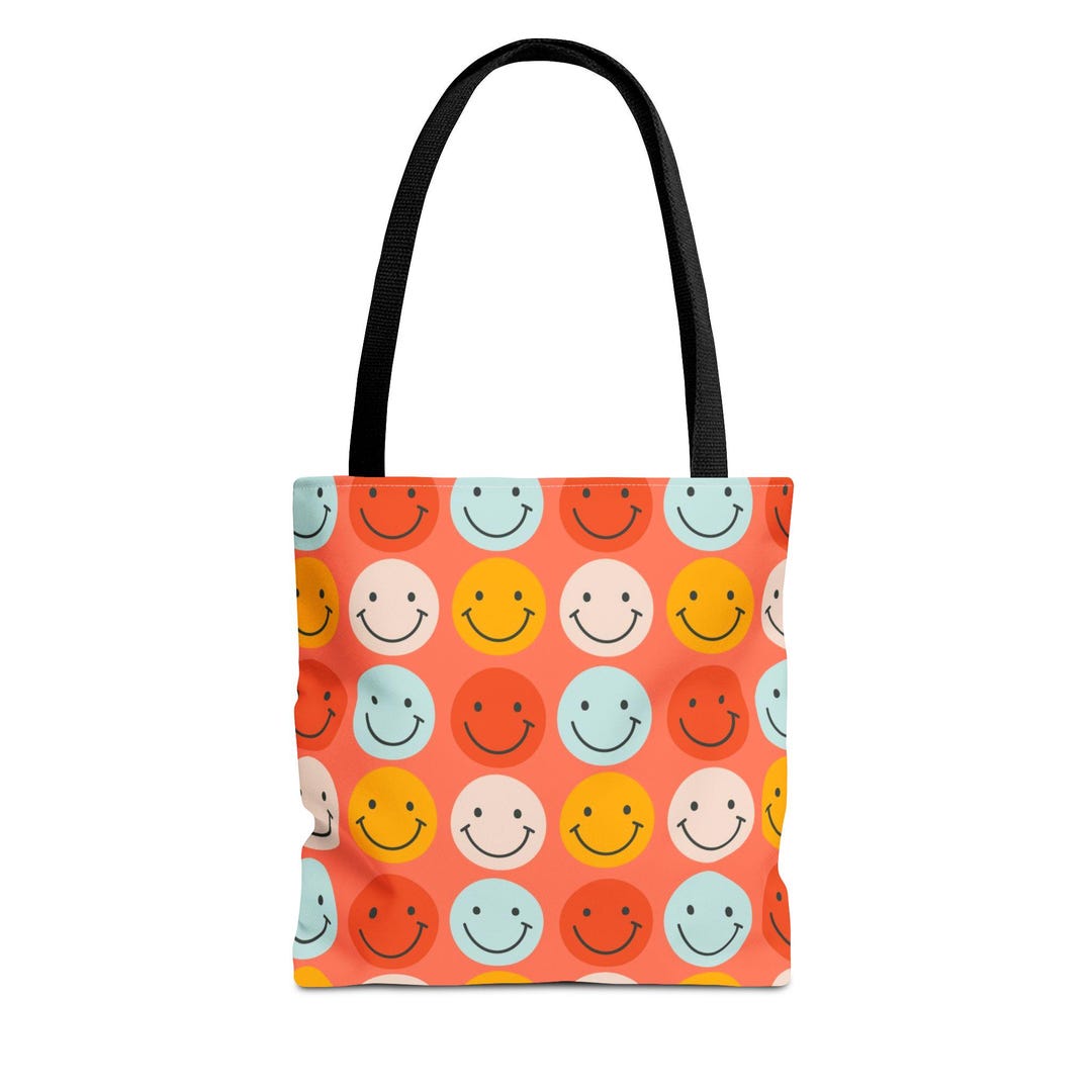 Groovy Smiley Face Tote Bag, Durable and Stylish Reusable Grocery Tote ...