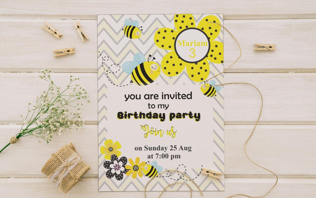 Bee Themed Birthday Invitation - Etsy