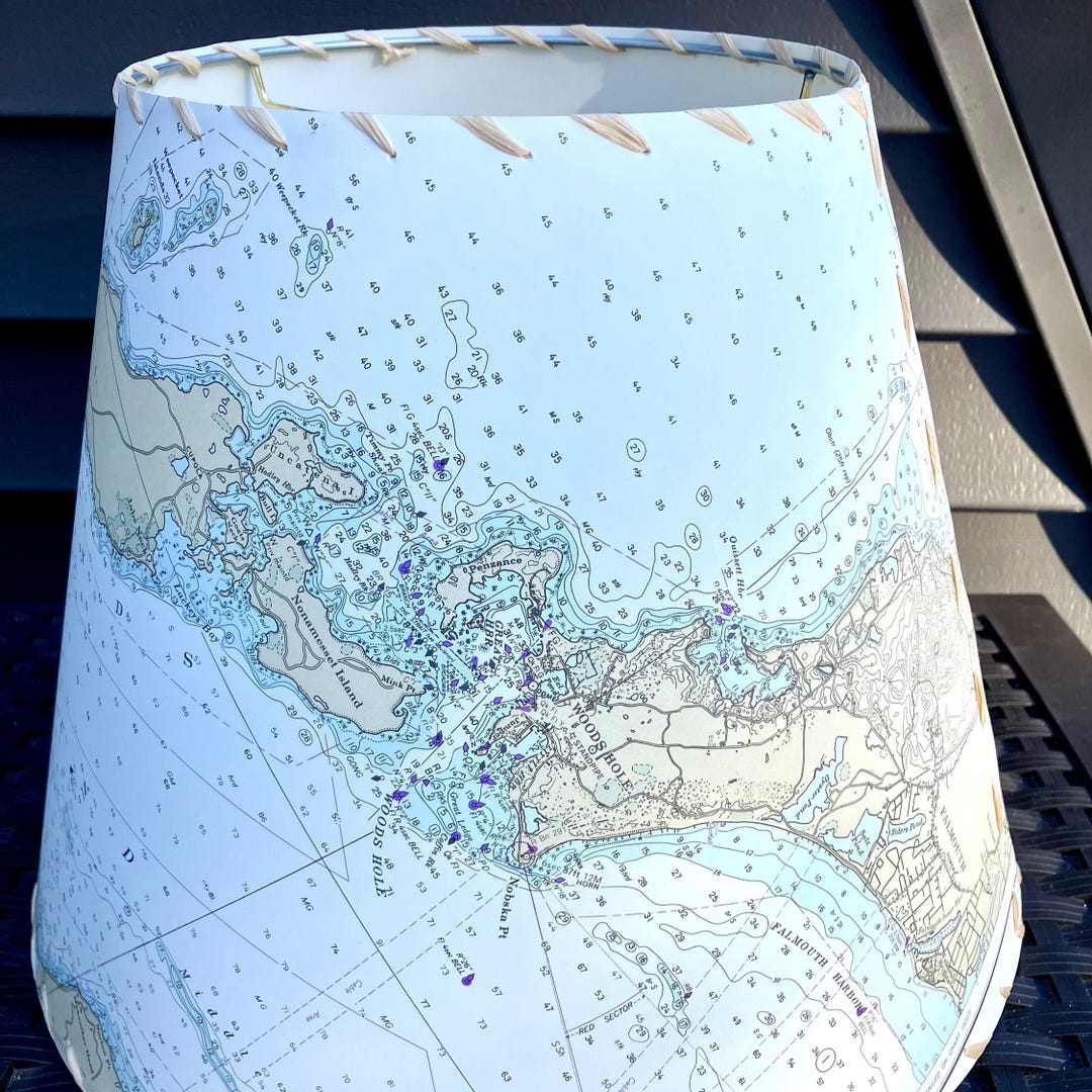 Woods Hole Ocean Chart Lampshade, Vineyard Sound Map Lamp Shade, NOAA ...