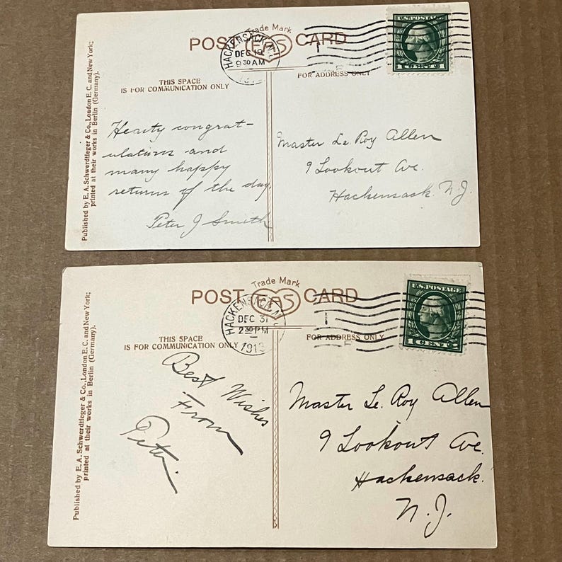 Two Vintage 1913 Sepia Photo Postcards - Etsy