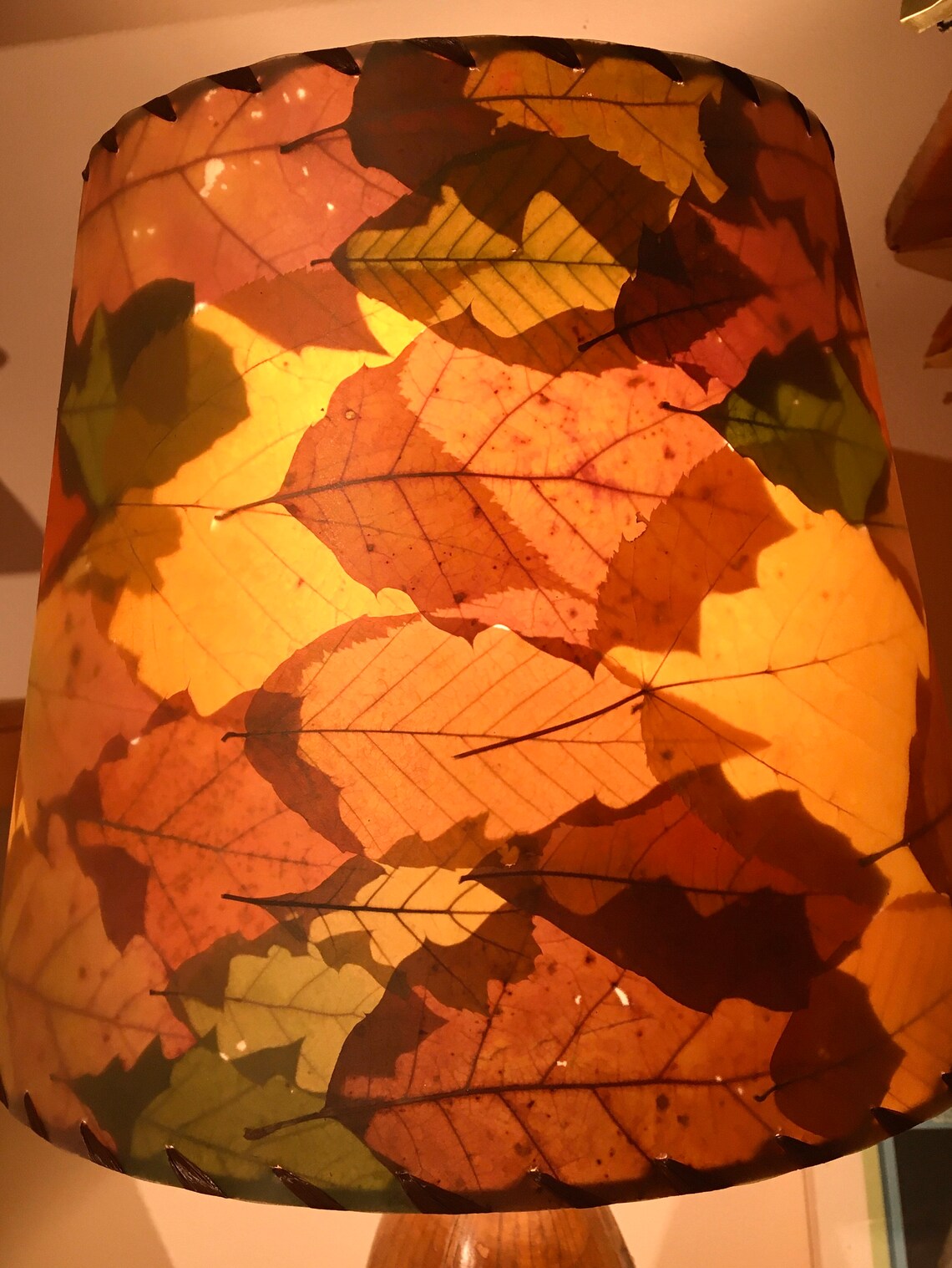 Oak Leaf Botanical Lampshade Real Pressed Autumn Leaf Lamp - Etsy