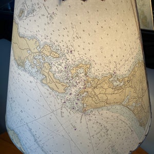 Woods Hole Ocean Chart Lampshade, Vineyard Sound Map Lamp Shade, NOAA ...